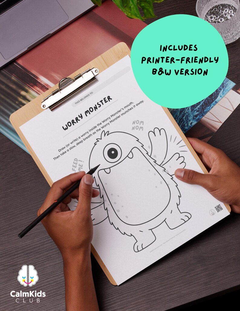 Worry Monster Colouring Printable | Anxiety Coping Activity | Calm-down ...