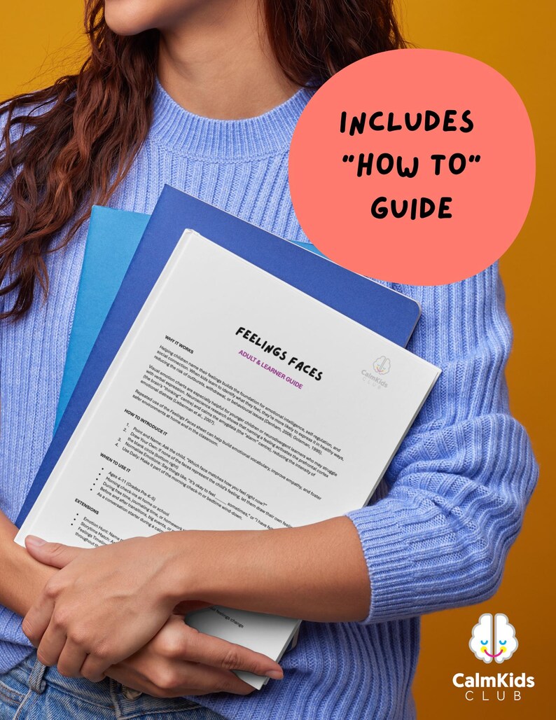 FEELINGS FACES Chart for Kids – Printable Emotional SEL Check-in Tool ...