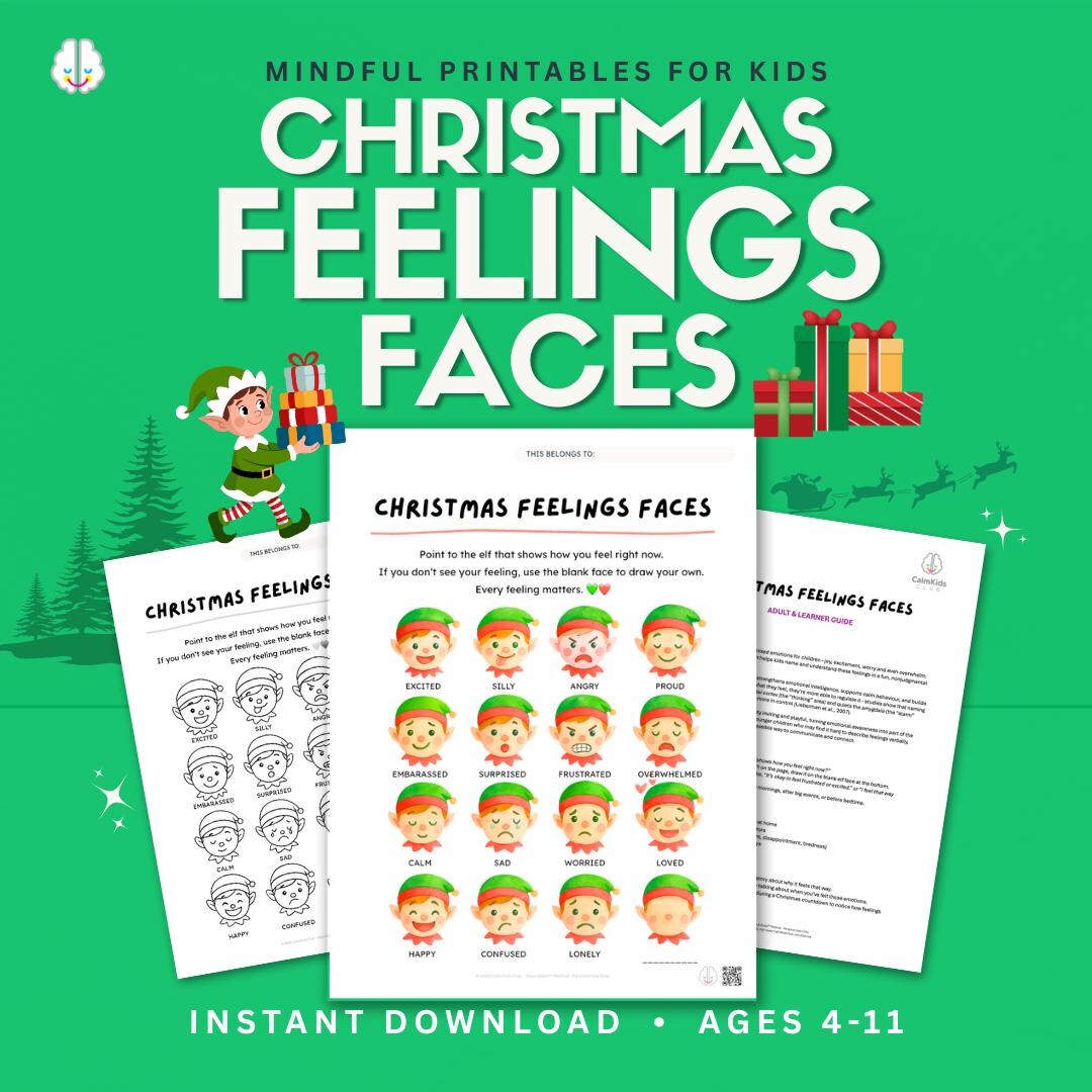 CHRISTMAS FEELINGS FACES | Holiday Emotions Chart for Kids | Mindful ...