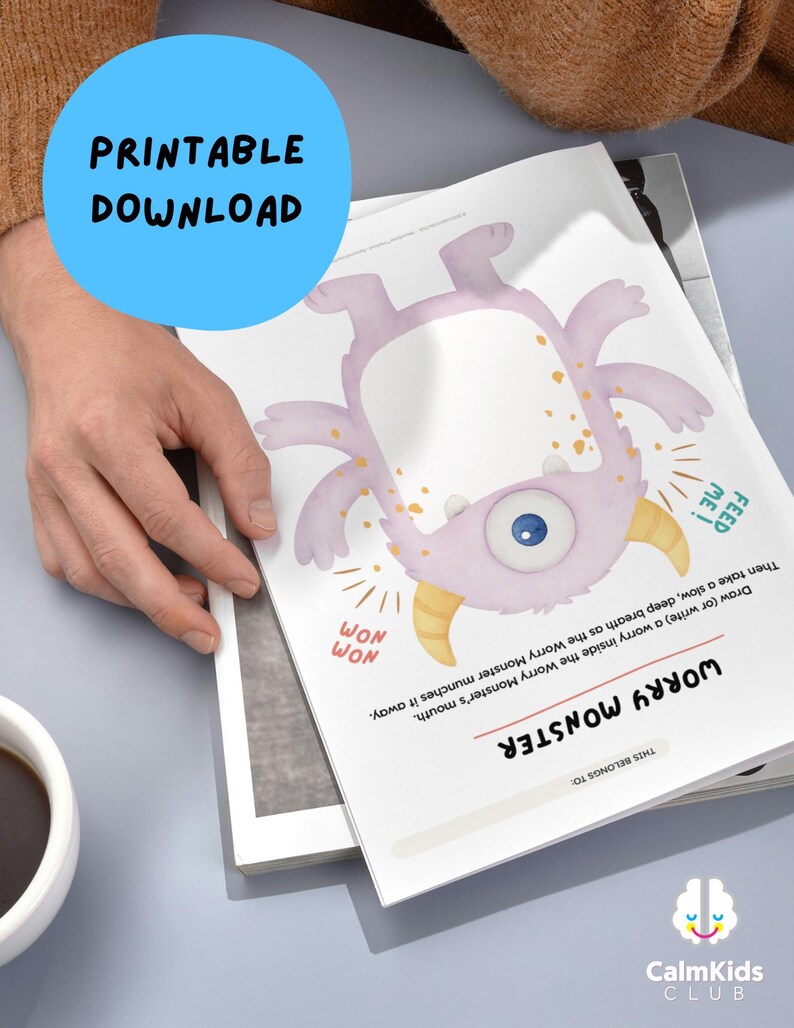 Worry Monster Colouring Printable | Anxiety Coping Activity | Calm-down ...