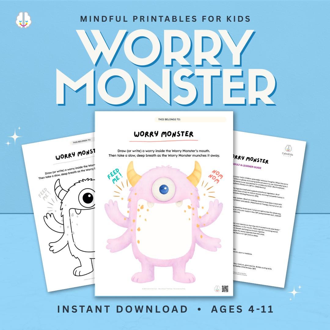 Worry Monster Colouring Printable | Anxiety Coping Activity | Calm-down ...