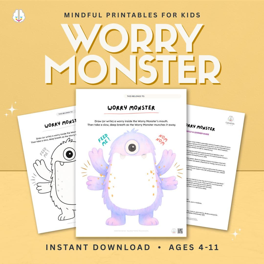 Worry Monster Colouring Printable | Anxiety Coping Activity | Calm-down ...