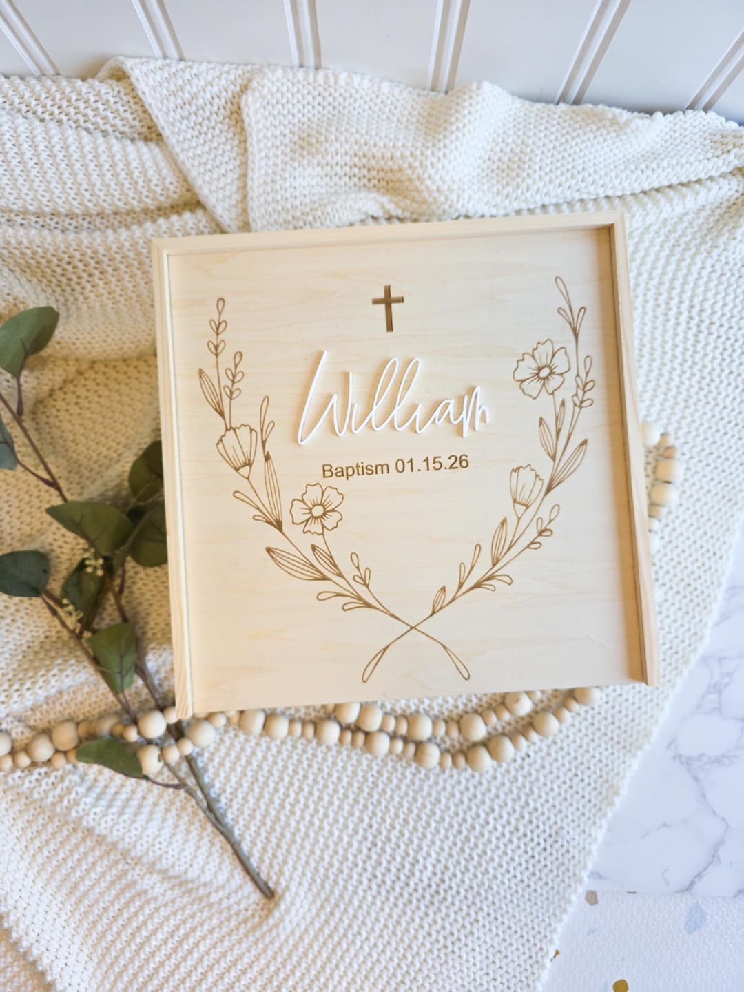 Personalized Wooden Baptism Memory Box, Custom Engraved Keepsake Gift ...