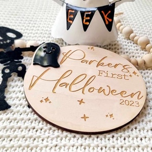 First Halloween Baby Wooden Sign, Personalized Halloween Gift - Etsy