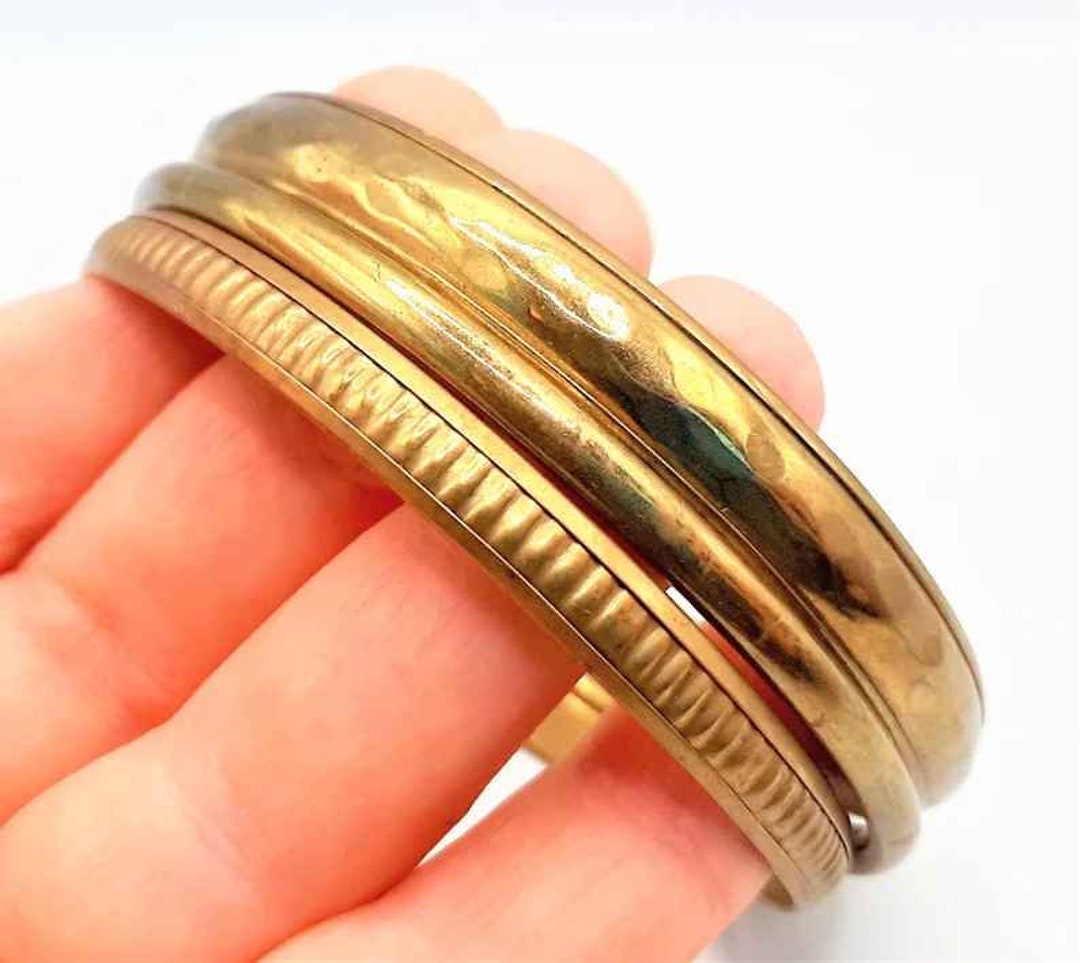 Vintage Brass Bangles Handmade Brass Bangle Set of 3 Mixed - Etsy