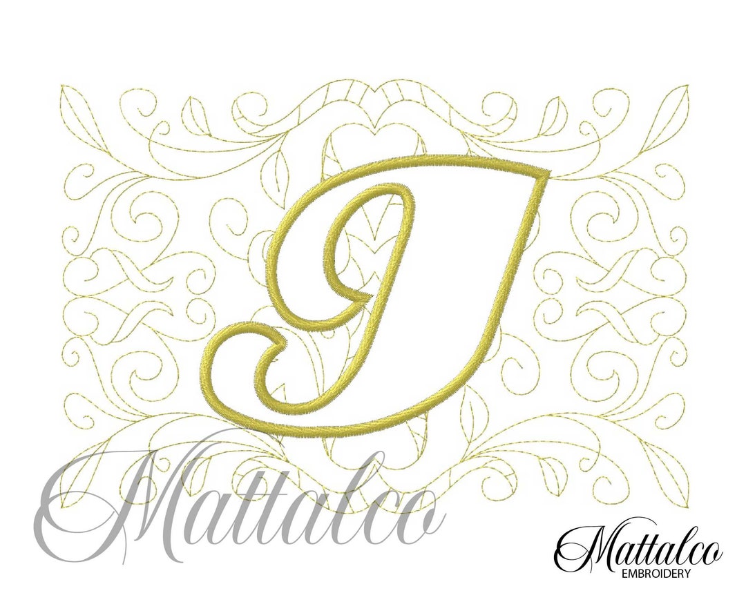 Letter I Monogram Embroidery Alphabet Letter I Golden Letter I Monogram ...