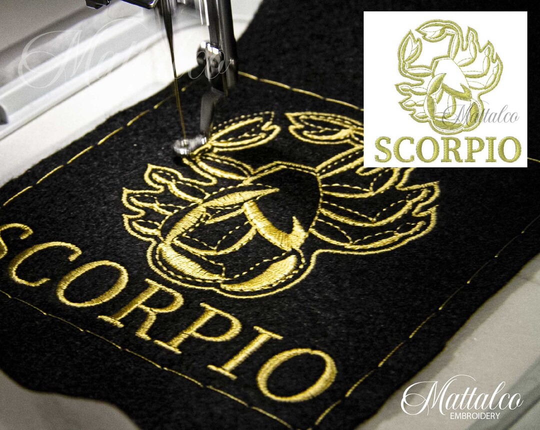 Scorpio Zodiac Sign Embroidery, Constellation Scorpio Star Sign, Golden ...