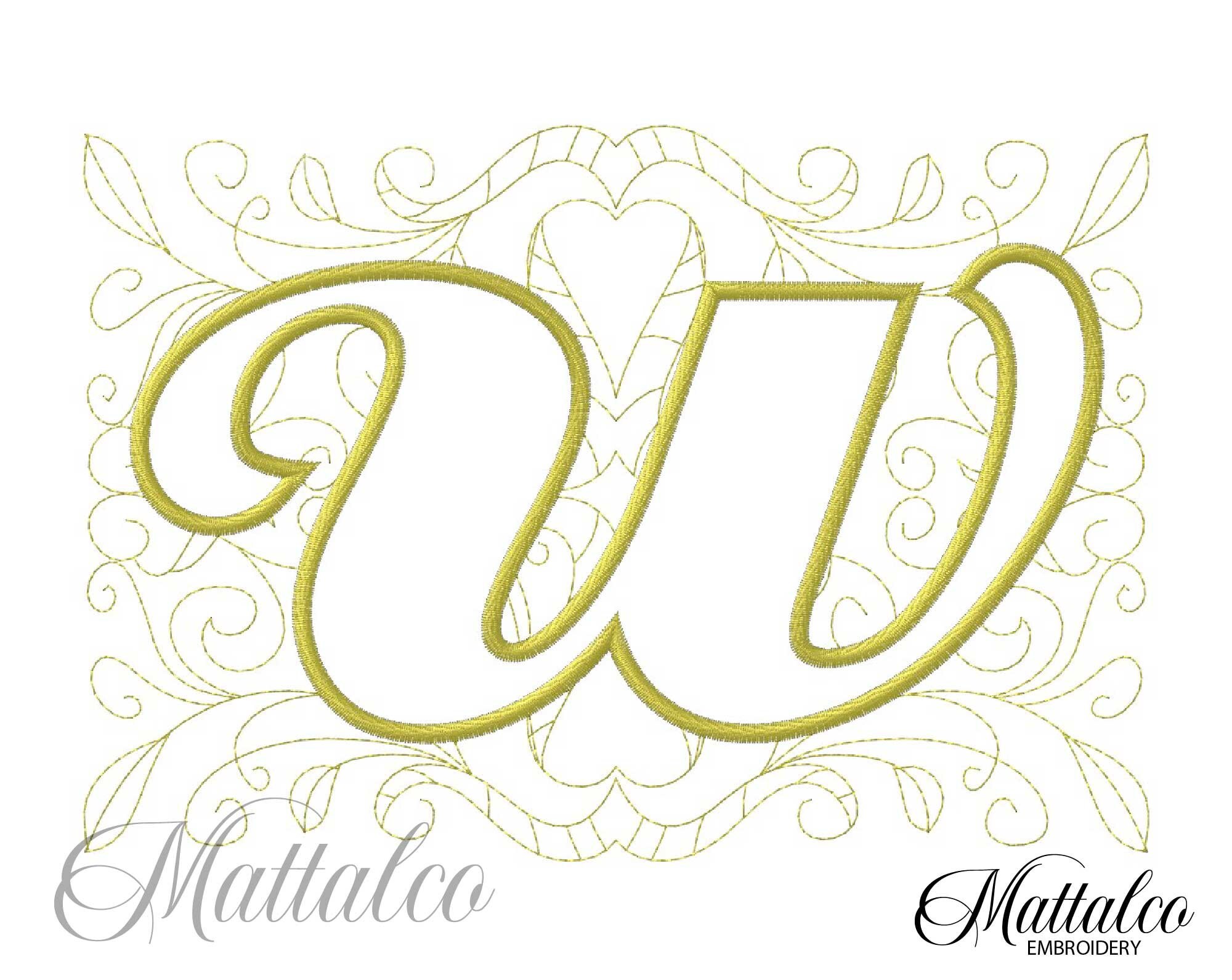 Letter W Monogram Embroidery Alphabet Letter W Golden Letter W Monogram ...