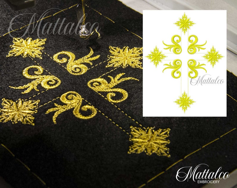 Golden Cross Embroidery, Cross Artistic Decoration, Golden Decoration ...