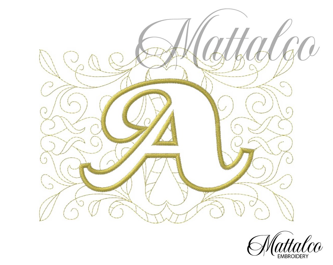 Letter A Monogram Embroidery Alphabet Letter A Golden Letter A Monogram ...