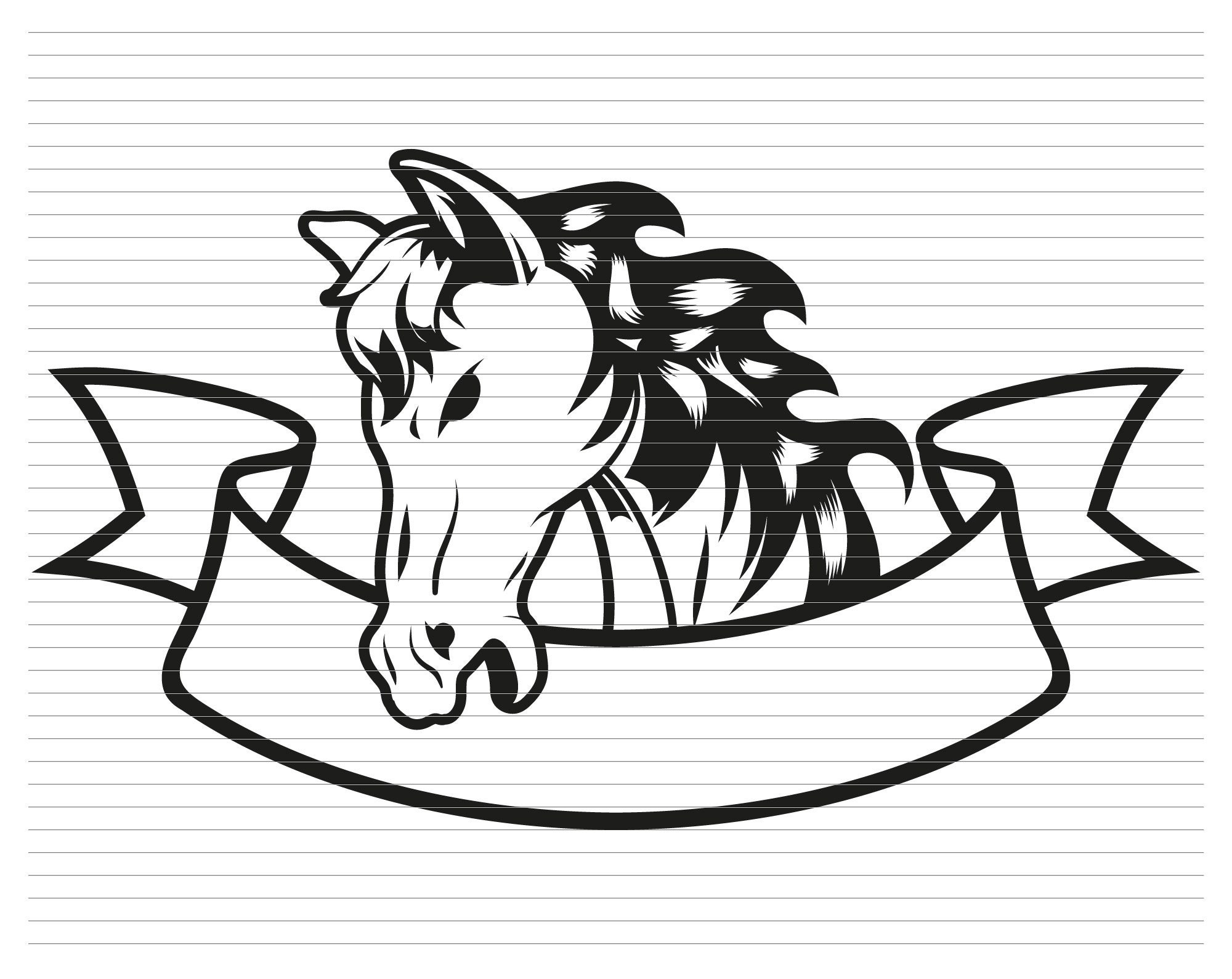 WILD HORSE BANNER Svg, Horse Head Banner Beautifull Horse Angry Horse ...