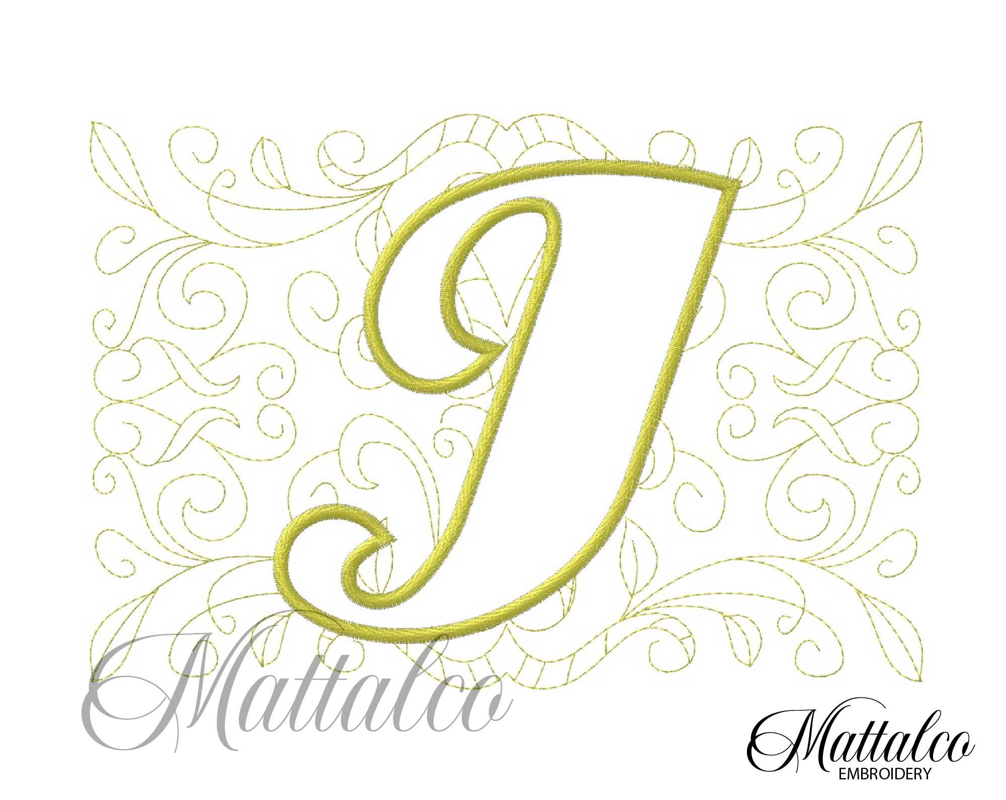 Letter J Monogram Embroidery Alphabet Letter J Golden Letter J Monogram ...