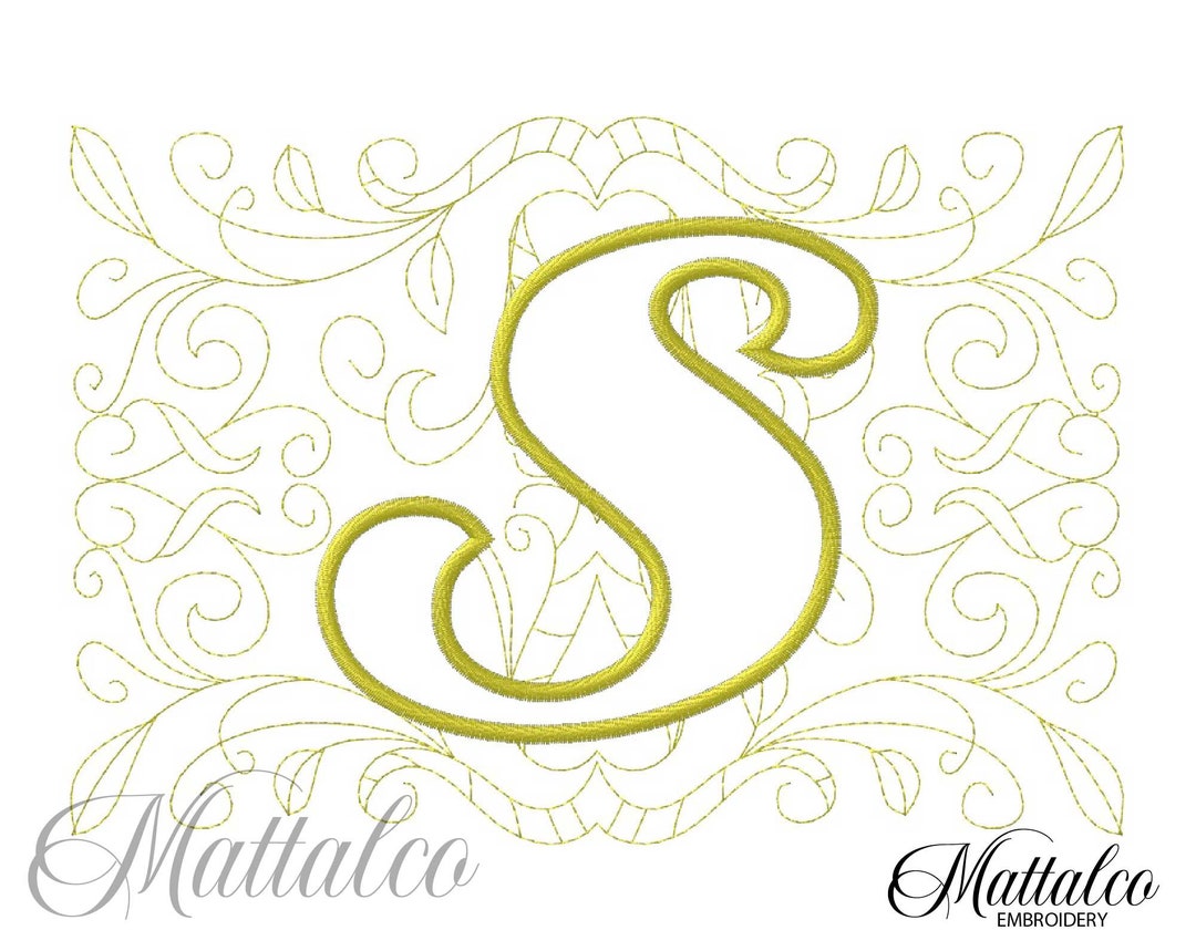 Letter S Monogram Embroidery Alphabet Letter S Golden Letter S Monogram ...