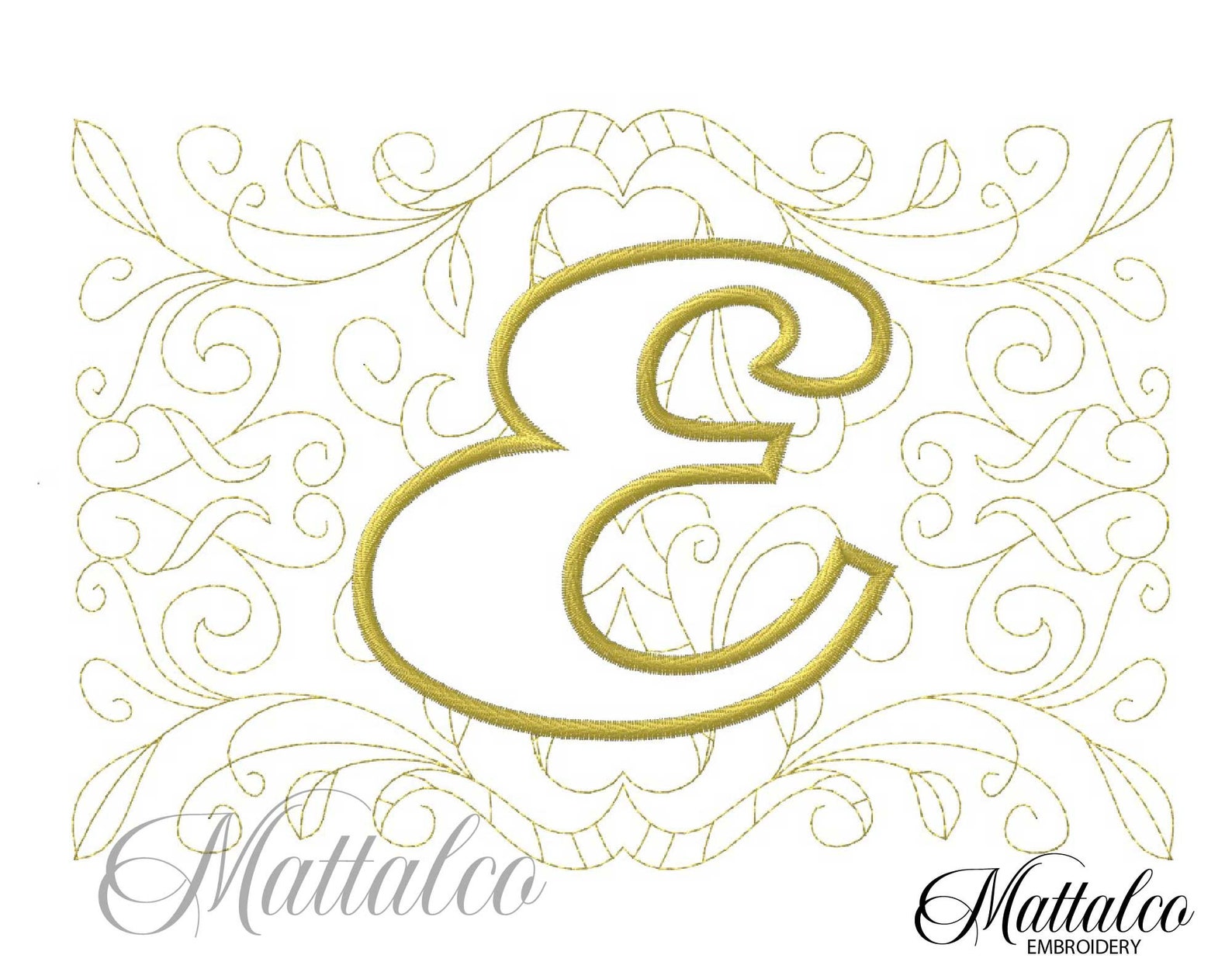 Letter E Monogram Embroidery Alphabet Letter E Golden Letter E Monogram ...