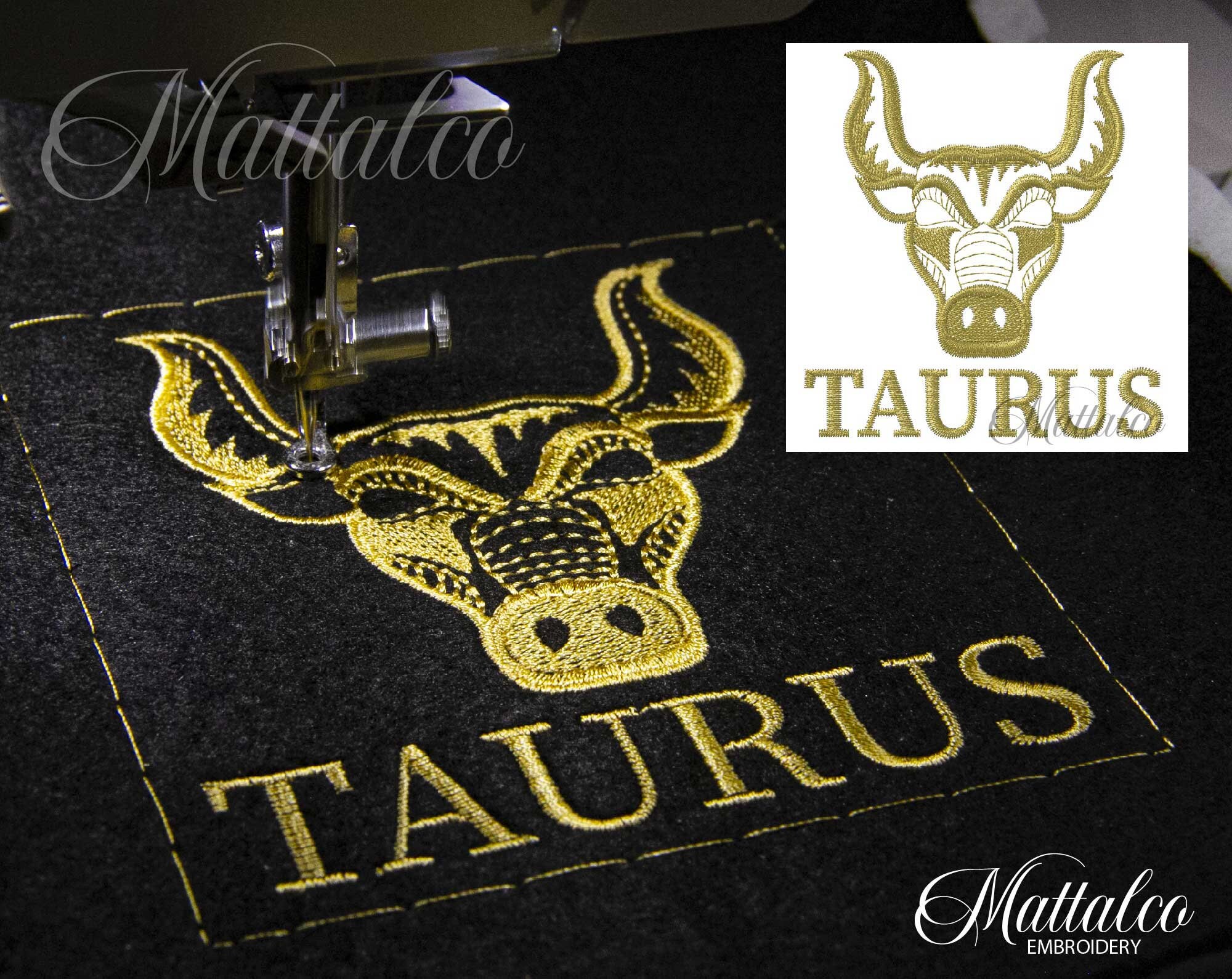Taurus Zodiac Sign Embroidery, Constellation Taurus Star Sign, Golden ...