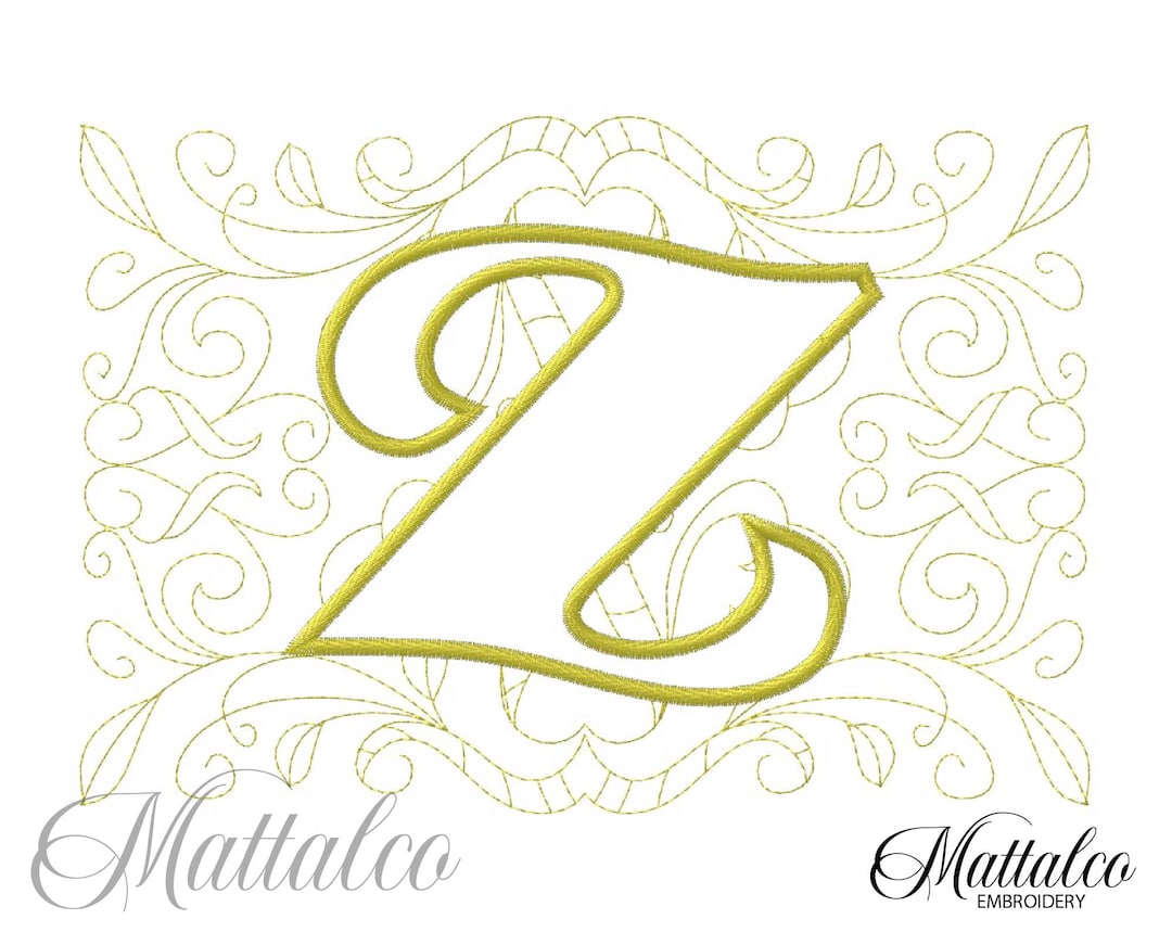 Letter Z Monogram Embroidery Alphabet Letter Z Golden Letter Z Monogram ...