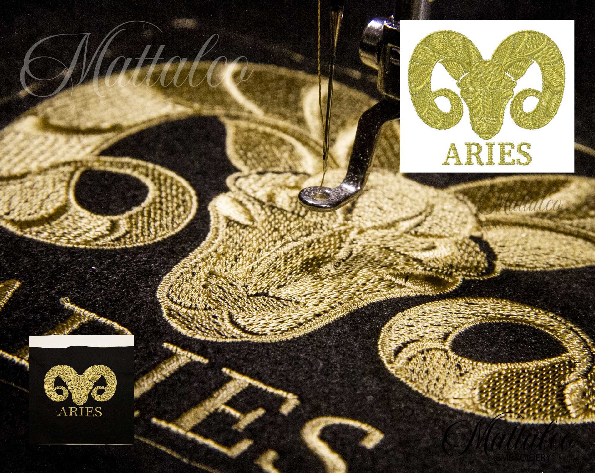 Aries Zodiac Sign Embroidery, Constellation Aries Star Sign, Golden ...