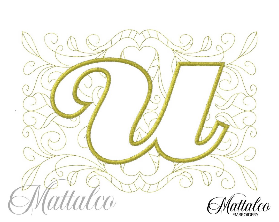 Letter U Monogram Embroidery Alphabet Letter U Golden Letter U Monogram ...