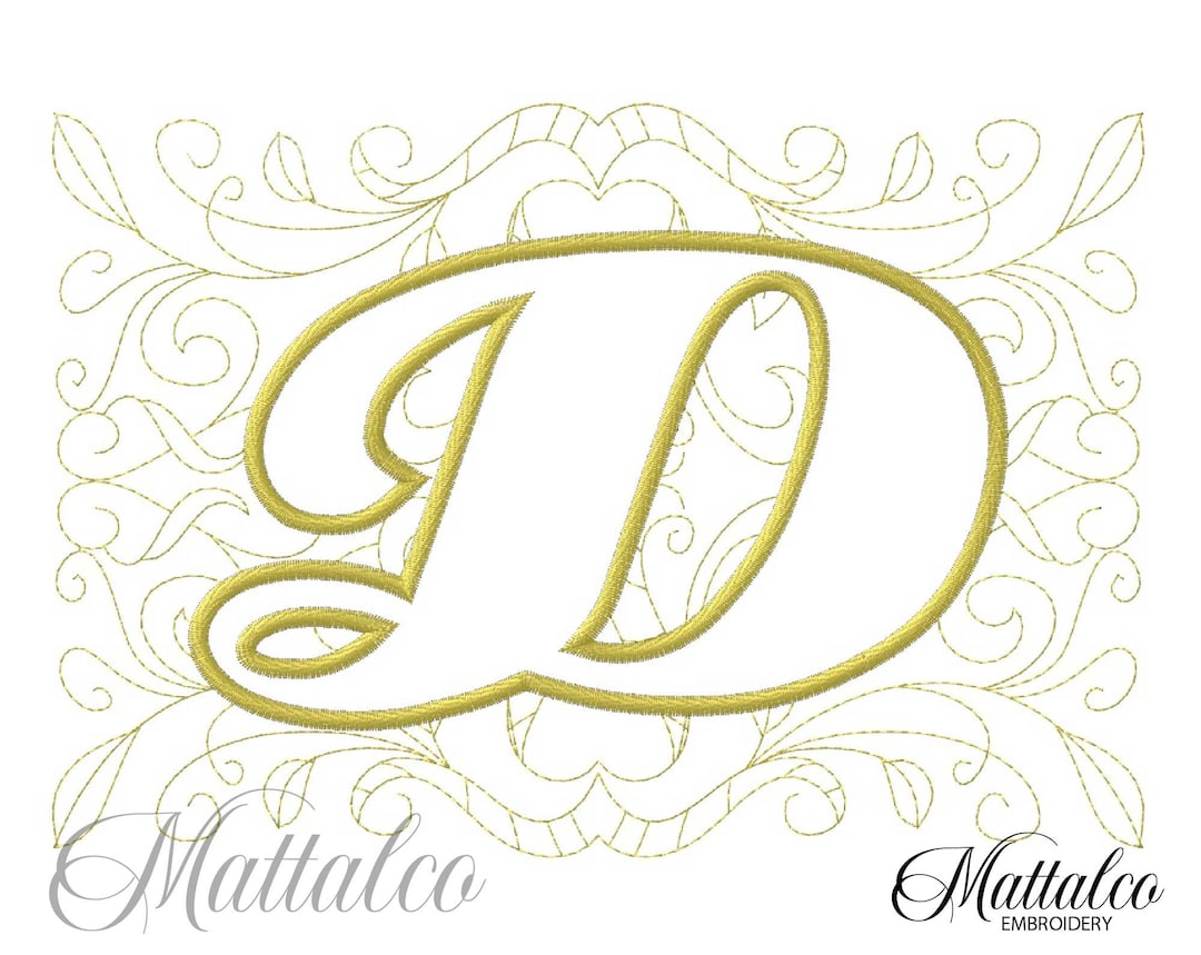 Letter D Monogram Embroidery Alphabet Letter D Golden Letter D Monogram ...