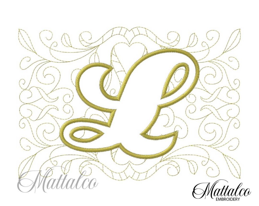 Letter L Monogram Embroidery Alphabet Letter L Golden Letter L Monogram ...