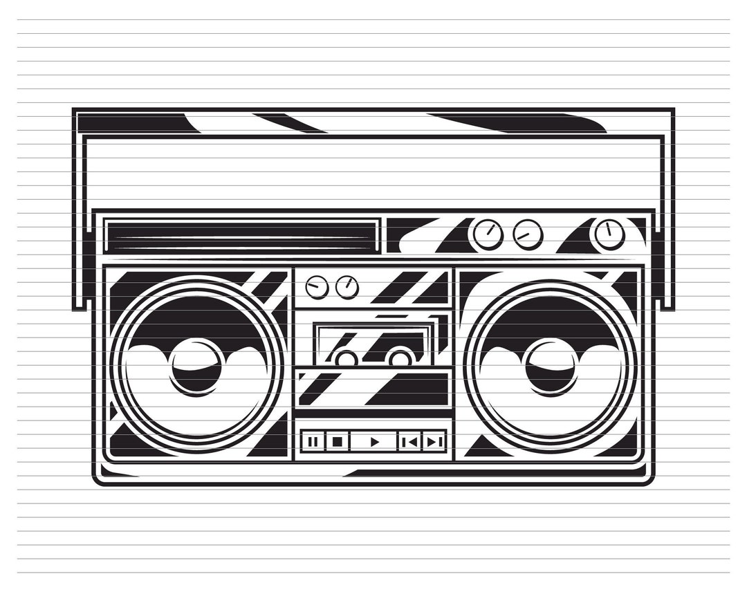 BOOMBOX RADIO SVG, Cassette Tape Radio Music, Boombox Radio Music 80 ...