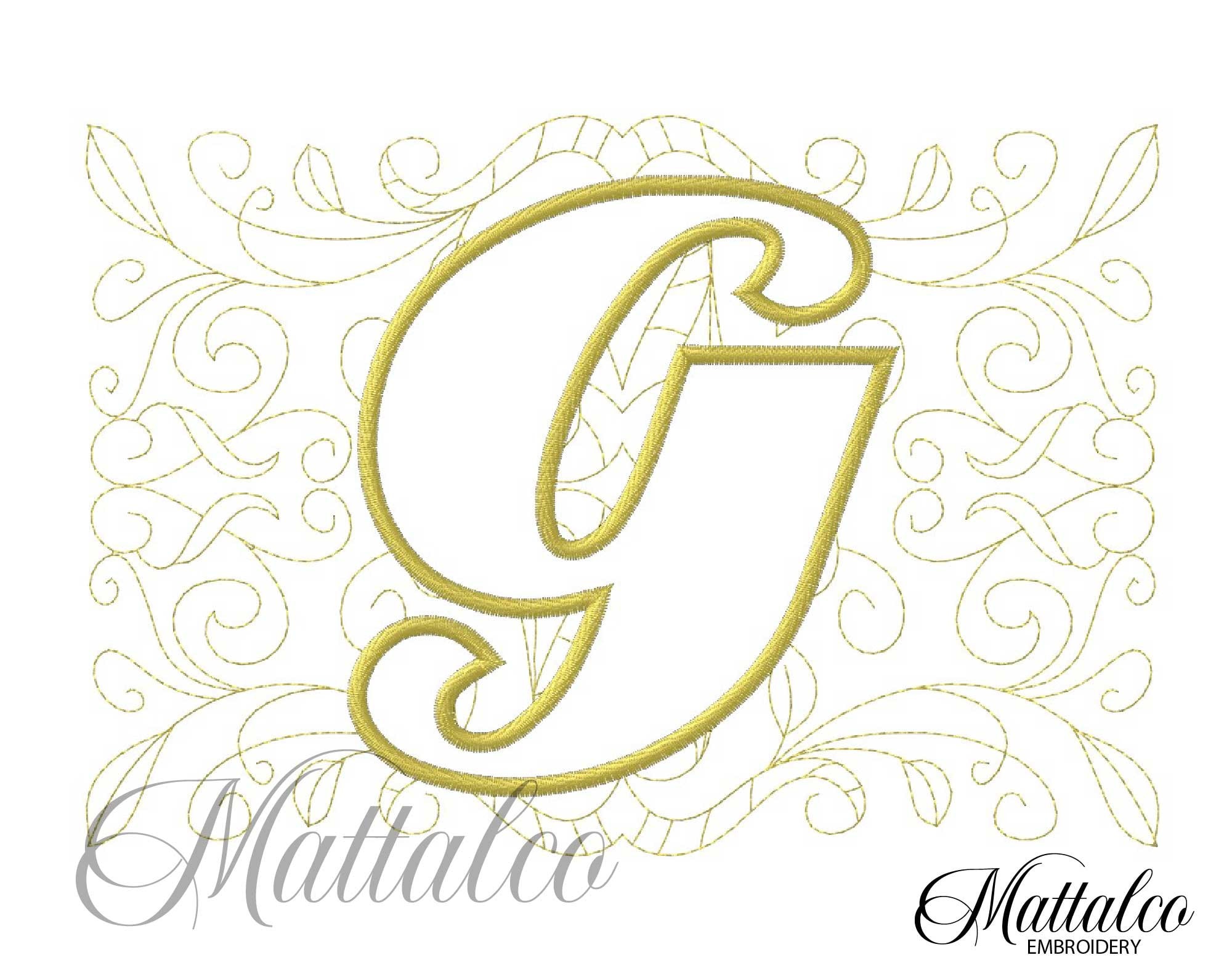 Letter G Monogram Embroidery Alphabet Letter G Golden Letter G Monogram ...