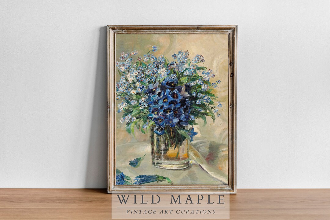 Still Life Blue Flower Print Country Decor Printable,cottage Wall Art ...