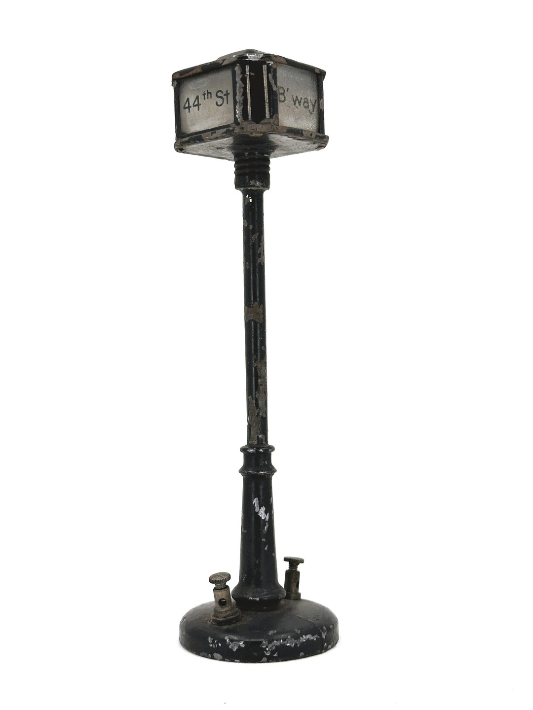 Rare BING Street Lamp Broadway 44th St Glass Inserts, Cast Iron Base, O ...