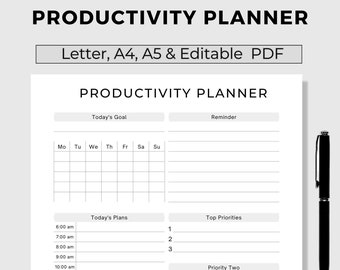 Personal Planner, Printable Daily Planner Fillable, Daily to Do List ...