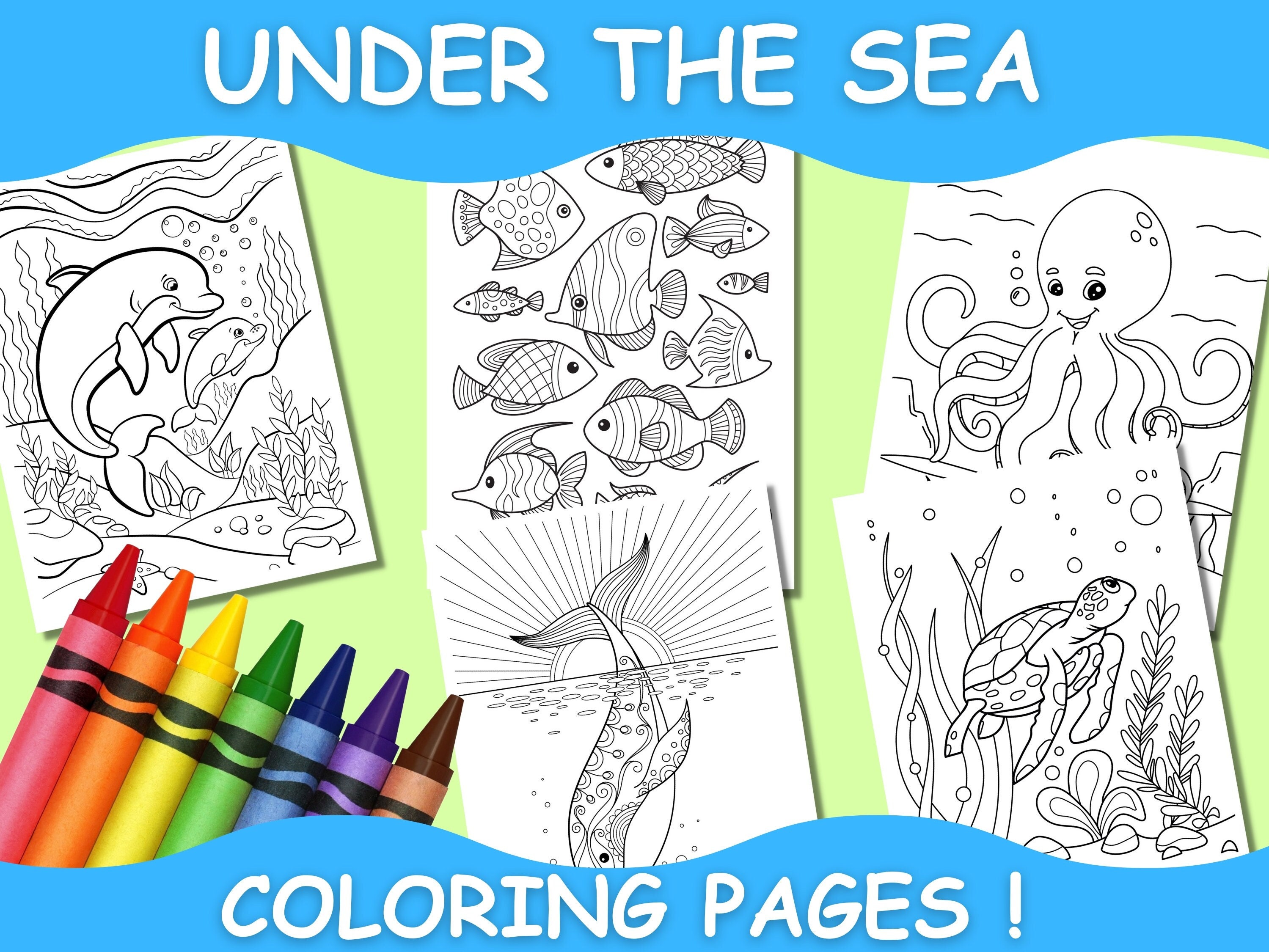 Under the Sea Coloring Pages, Underwater Coloring Pages - Etsy