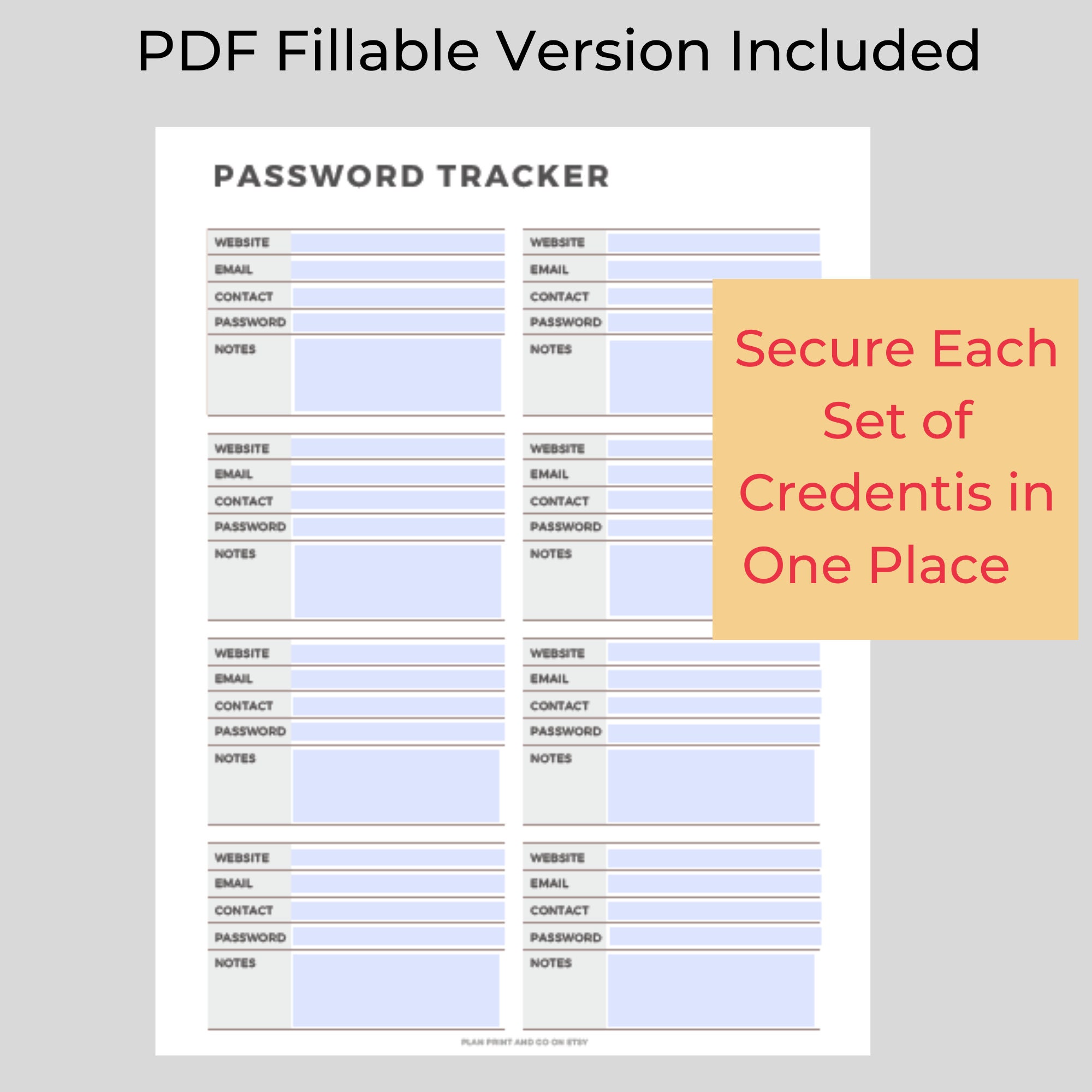 Password Tracker, Credentials Tracker - Etsy