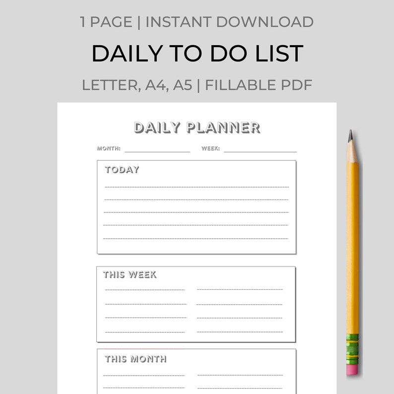 Minimal to Do List Daily Planner Task List Daily Reminder. - Etsy