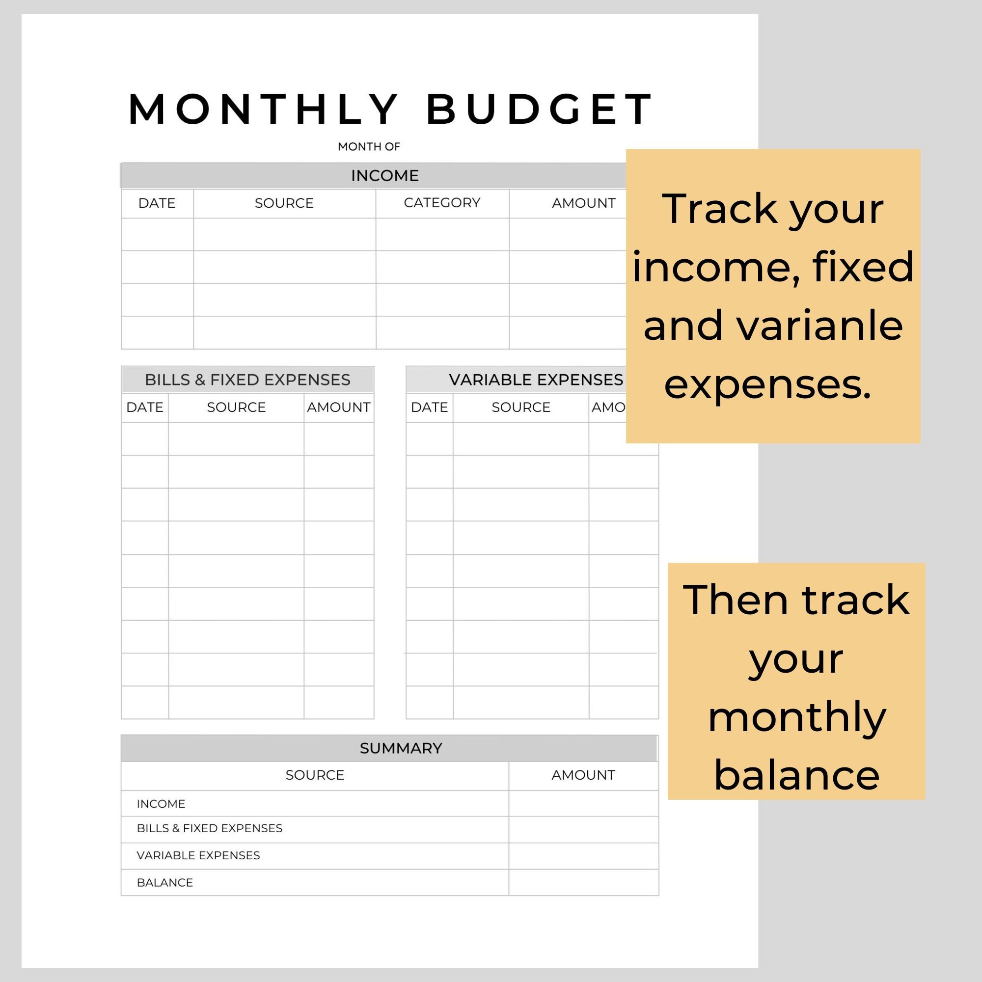 Monthly Budget, Monthly Expenses, Monthly Bills List, Budgeting ...