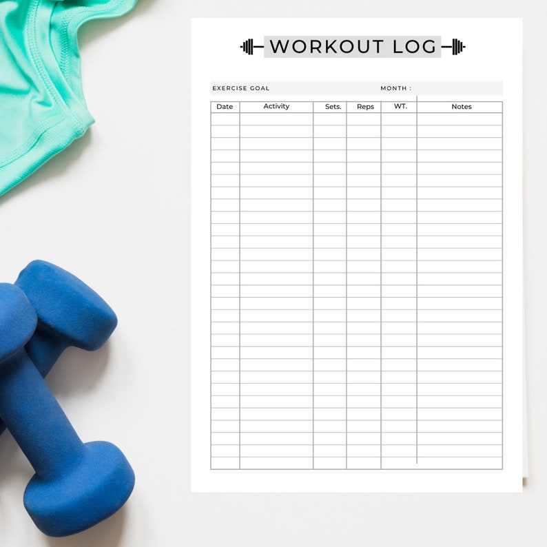 Minimalist Workout Log, Workout Tracker, Fitness Log, Fitness Tracker ...
