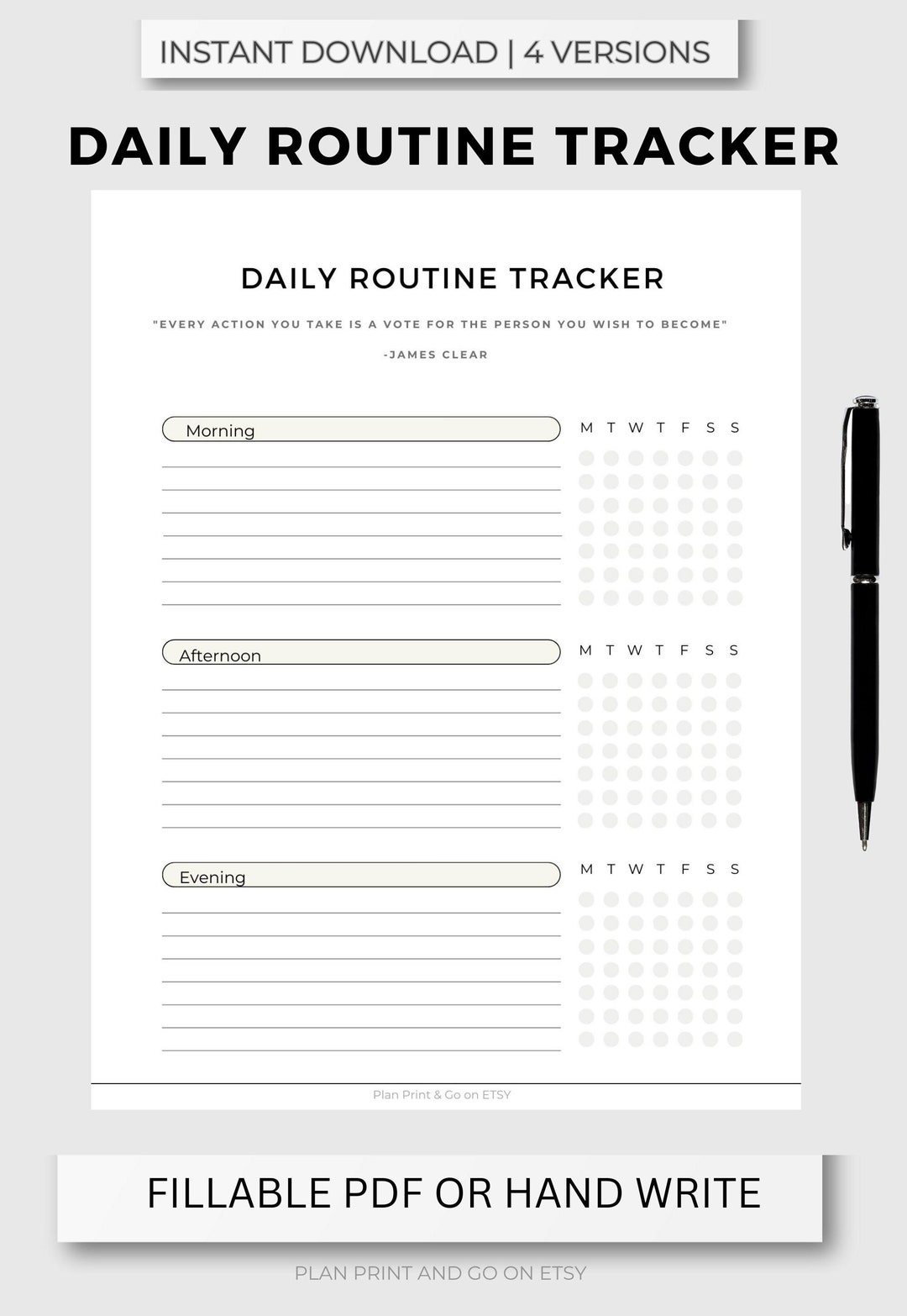 Daily Routine Planner, Habit Tracker, Self Care Log, Daily Planner ...