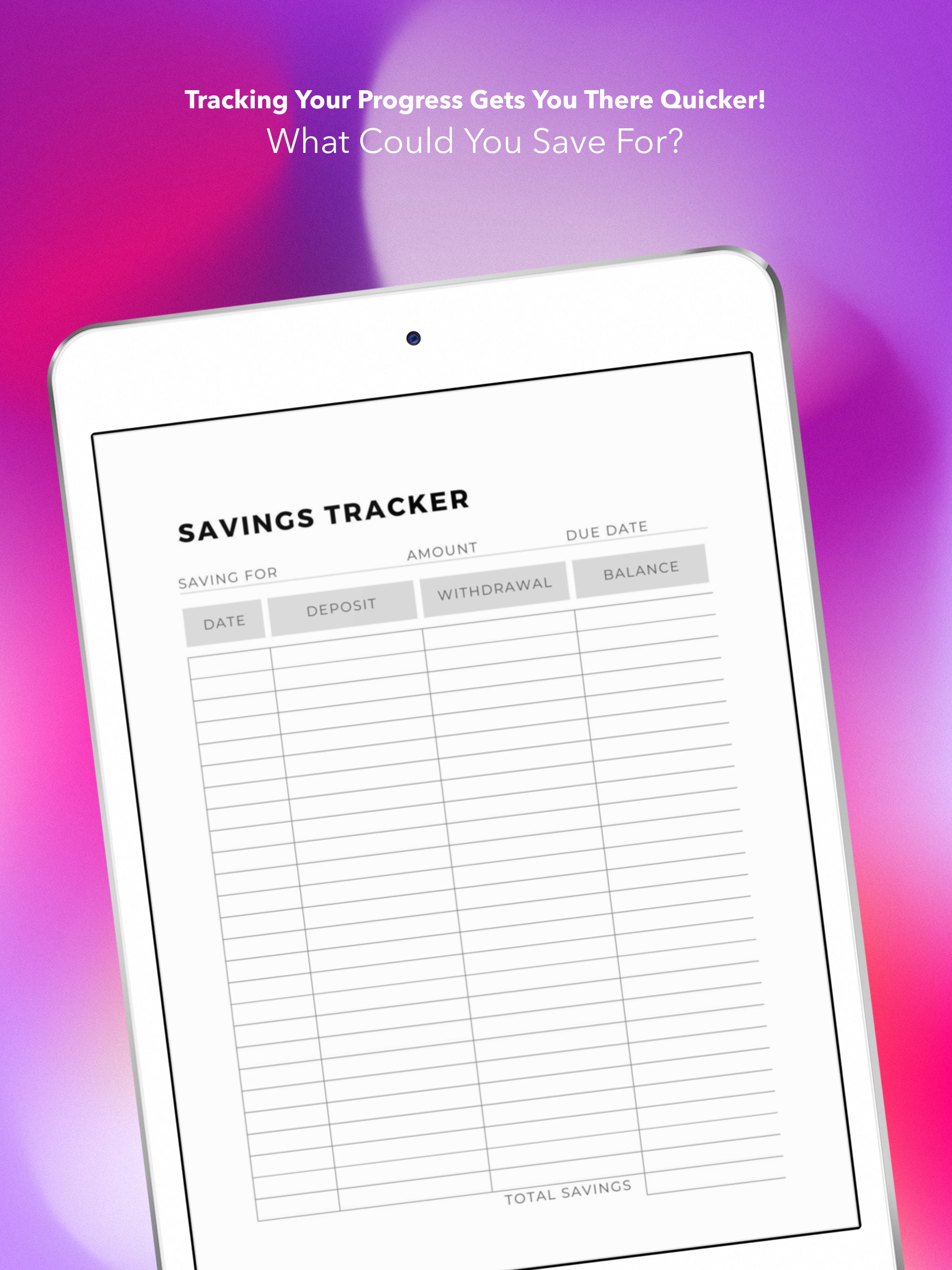 Basic Savings Tracker, Savings Log, Money Savings, Financial Planning ...