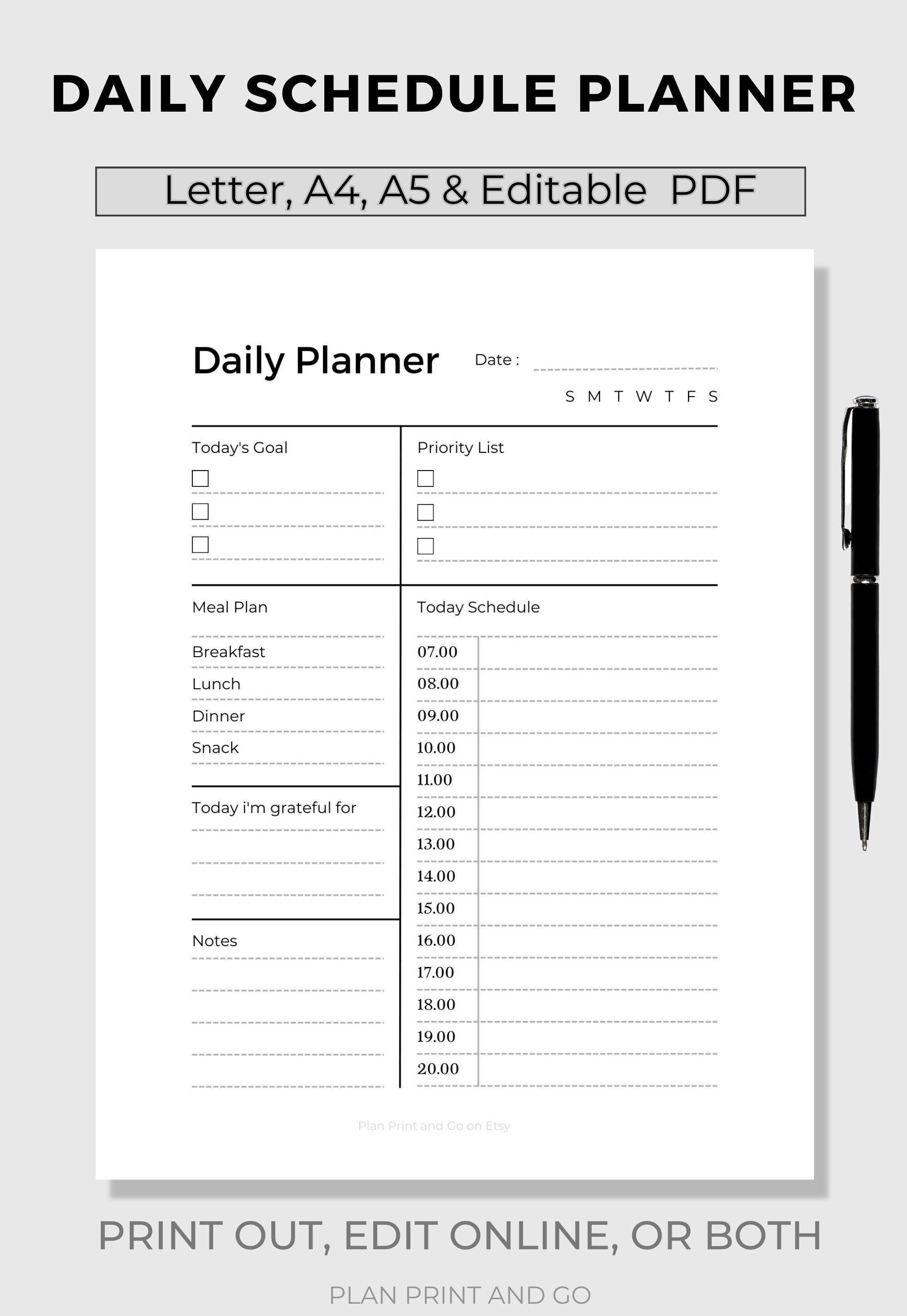 Personal Planner, Printable Daily Planner Fillable, Daily to Do List ...