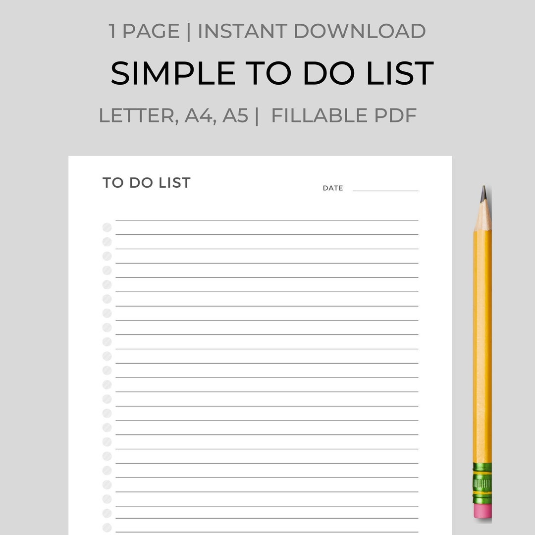 Simple to Do List Productivity Planner Tasks List Daily - Etsy