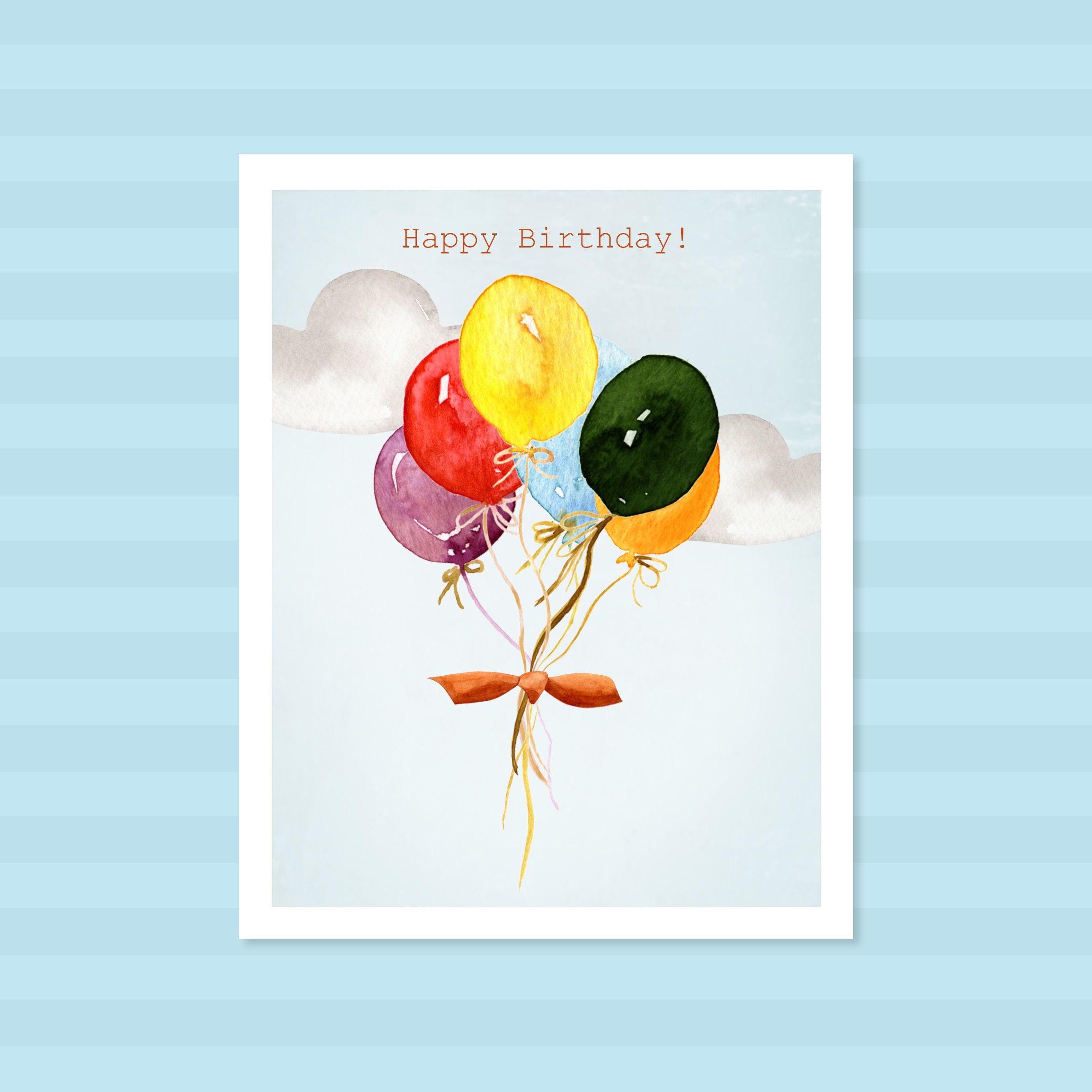Happy Birthday Balloons Card | Printable, Instant Download | Cheerful ...