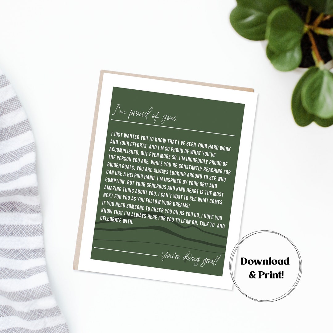 Proud of You! | Printable Card, Instant Download | Encouraging | Follow ...
