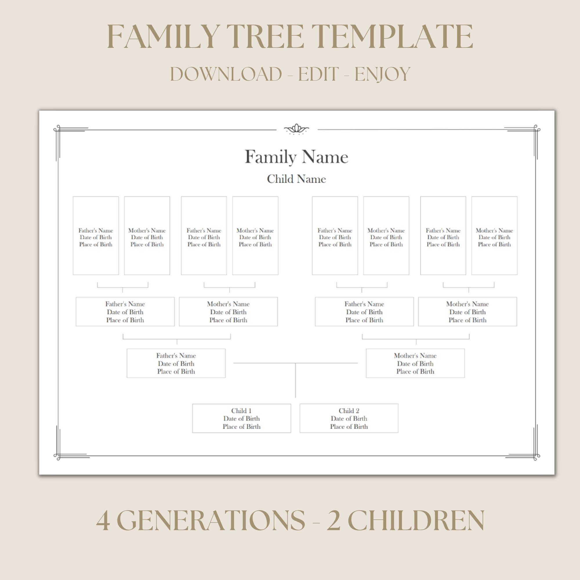 Blank Family Tree Template 2 Generations