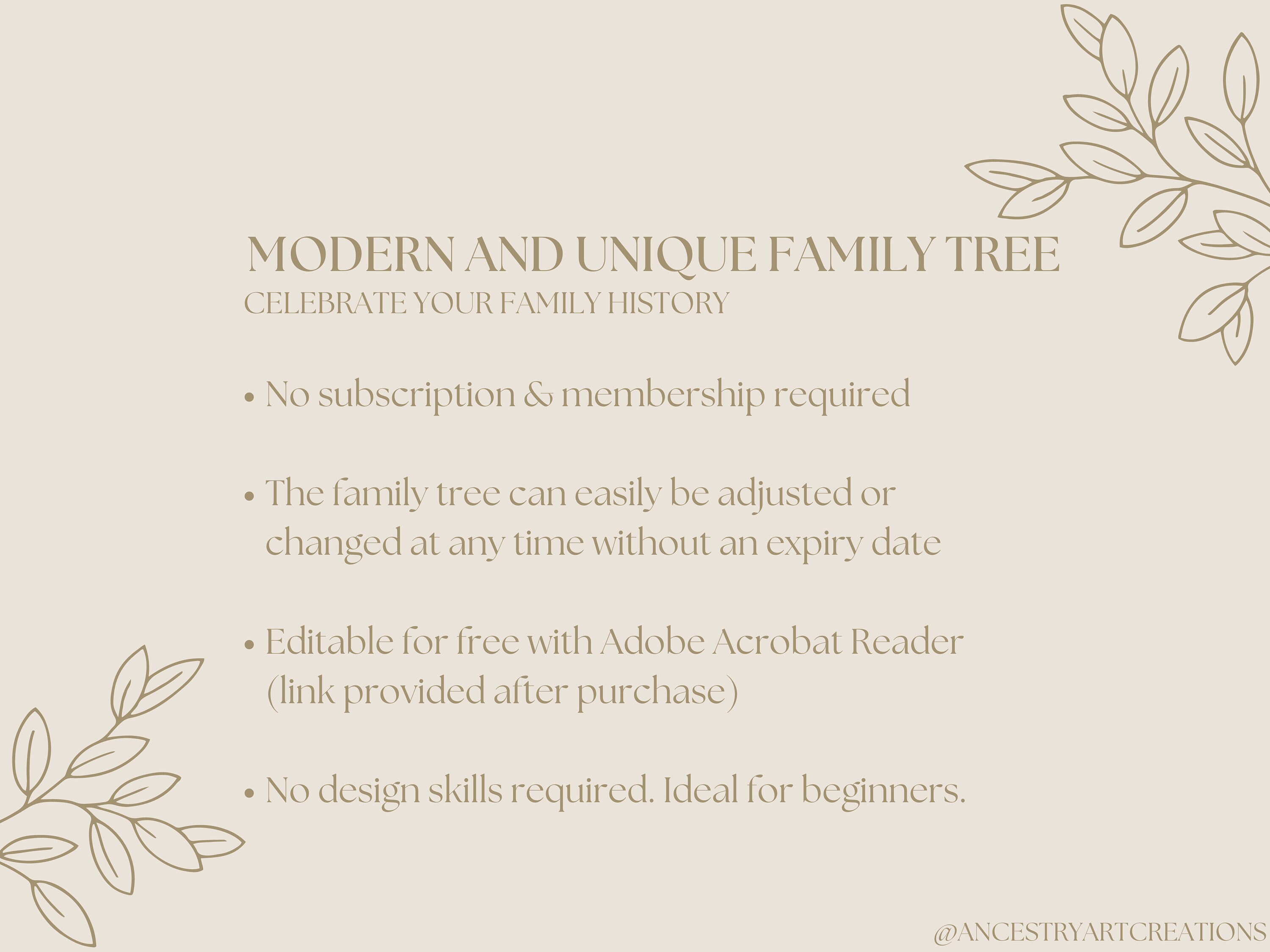 Family Tree for 4 Generations, Printable Family Tree Template, Editable ...