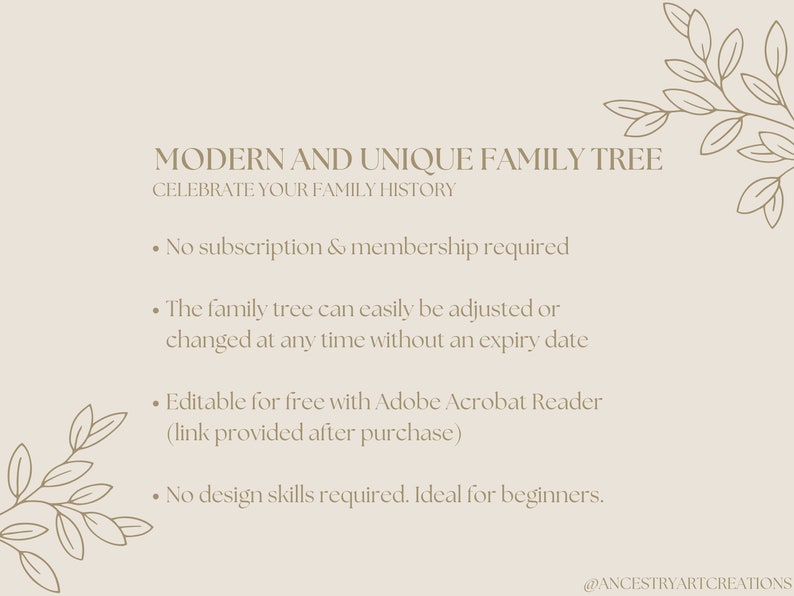 Editable Family Tree Chart, DIY Genealogy Chart, Ancestor Chart ...