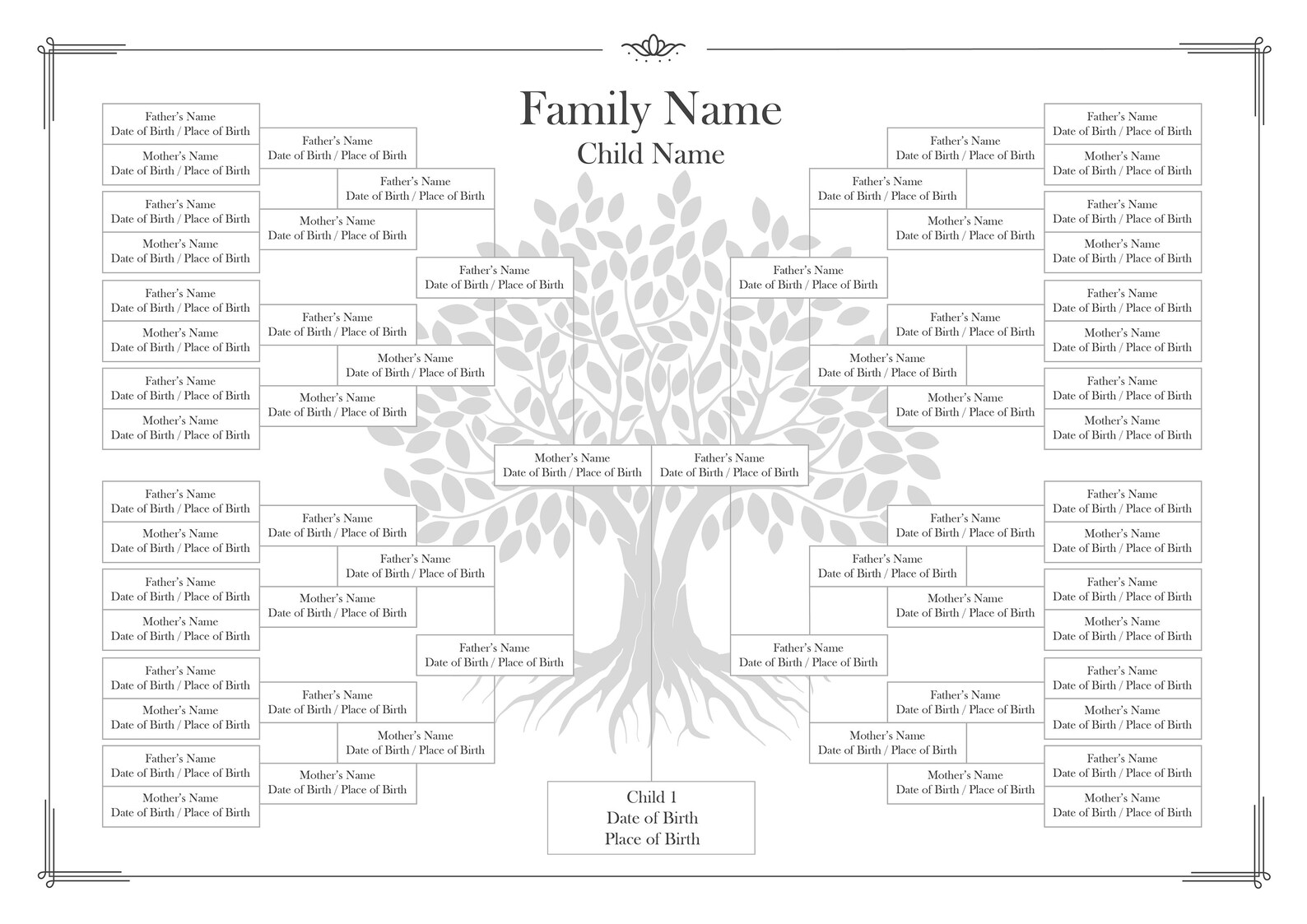 Editable 6 Generation Family Tree Chart DIY Genealogy Chart - Etsy ...