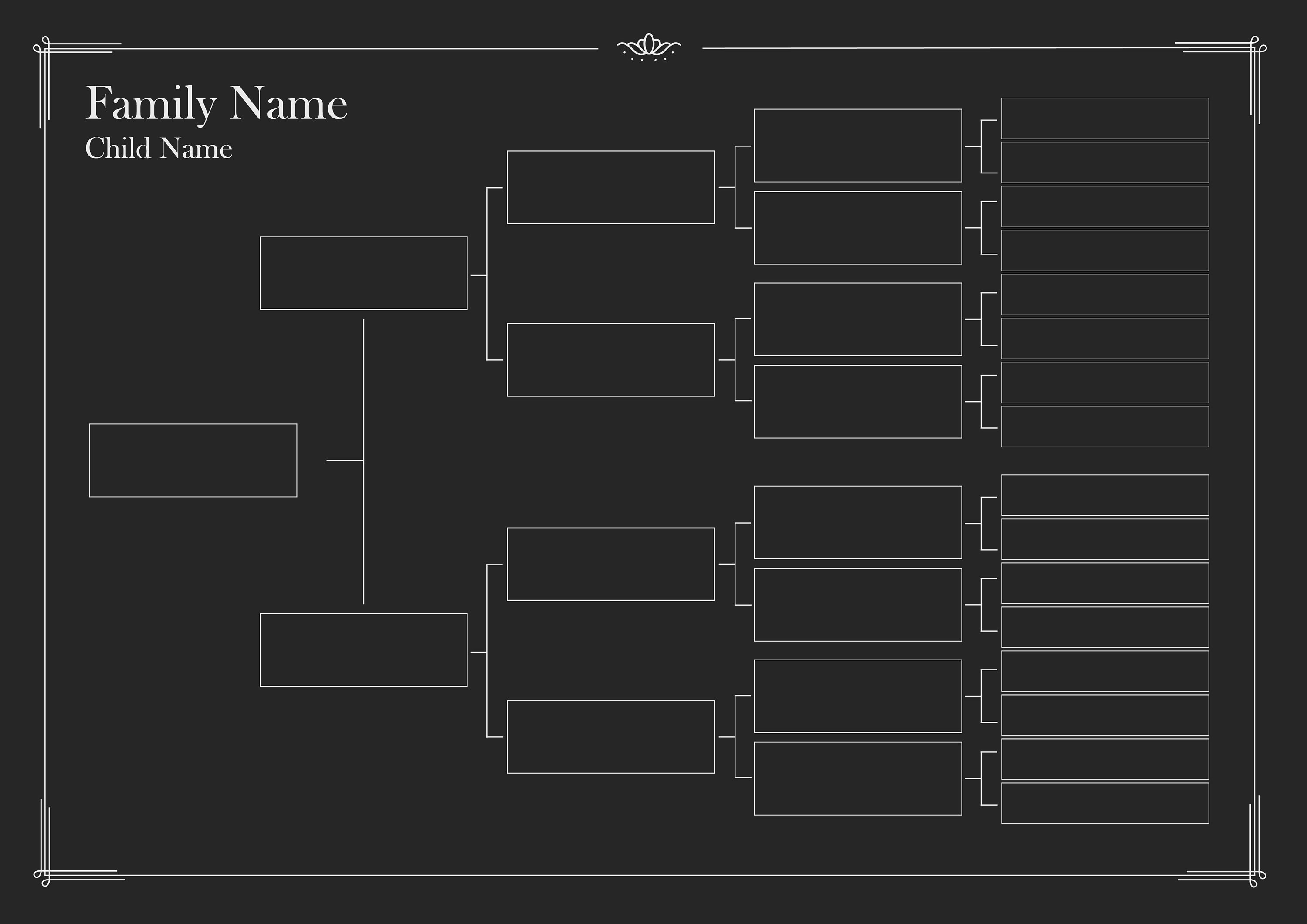 Family Tree for 5 Generations With Frame, Printable Family Tree ...