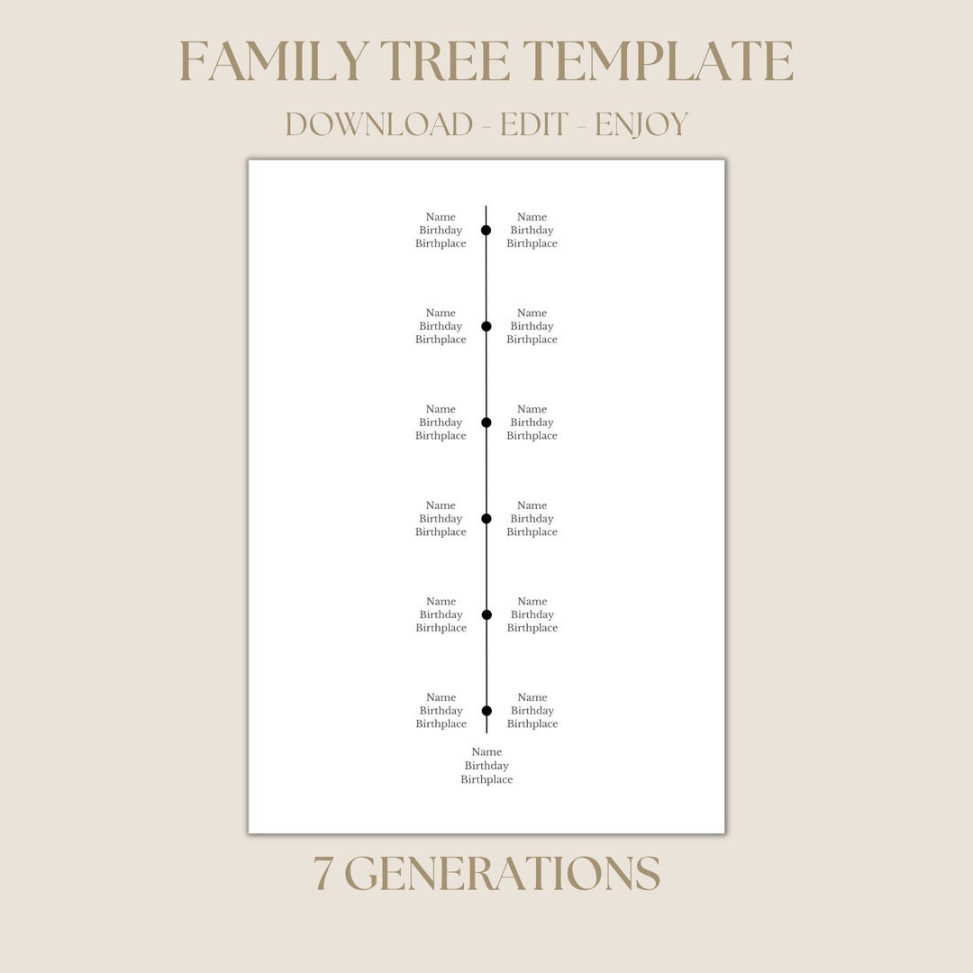 Family Tree Template 7 Generations Printable Family Tree - Etsy