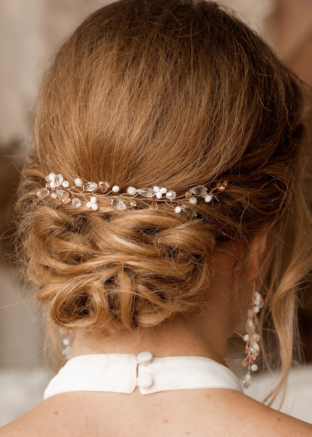 Crystal, Rose Gold Bridal Vine, Rose Gold Hair Piece, Crystals Jewelry ...