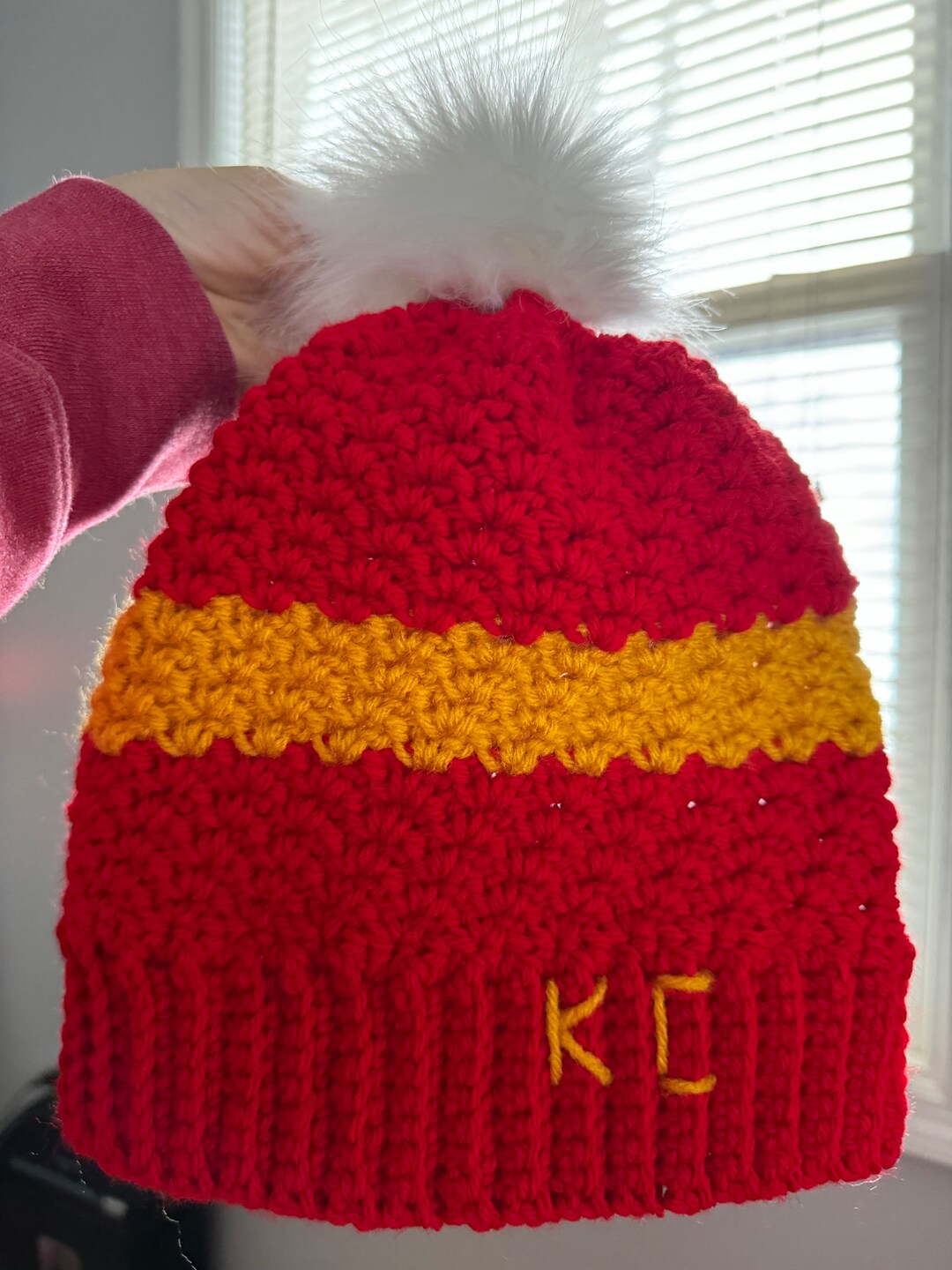 Crochet Kansas City Chiefs Stocking Hat for Women With Pom Pom - Etsy