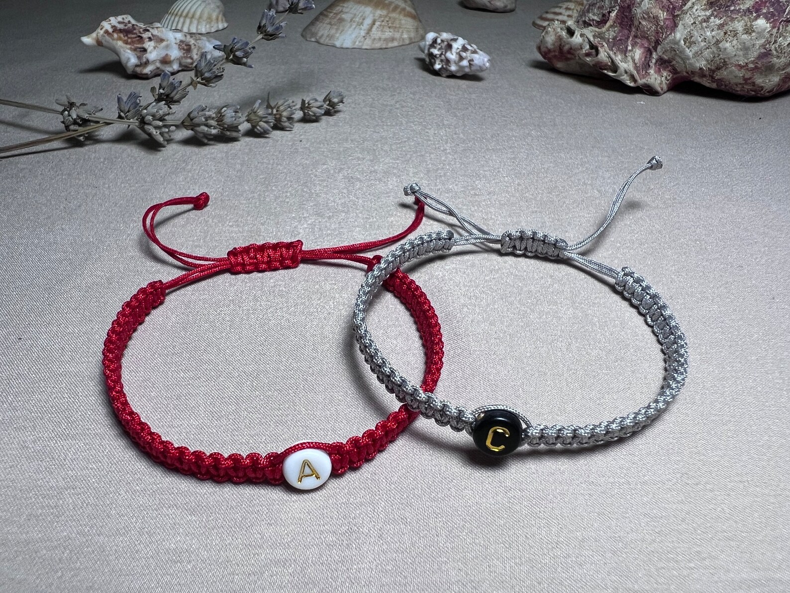 Set of 2 Adjustable Letter Bracelets, Personalized Letter Bracelet ...