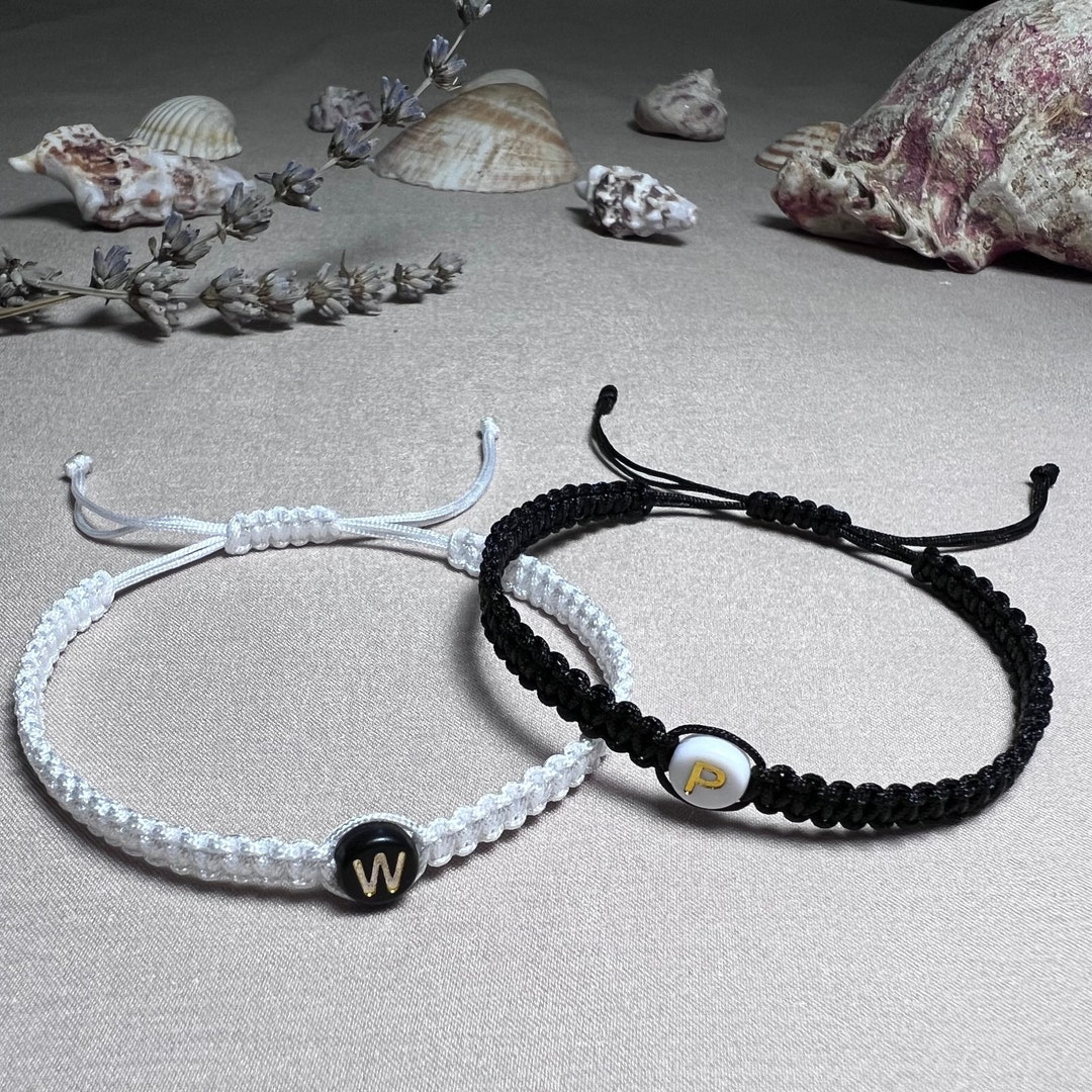 Set of 2 Adjustable Letter Bracelets, Personalized Letter Bracelet ...
